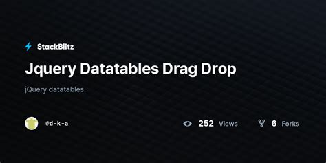 Jquery Datatables Drag Drop Stackblitz