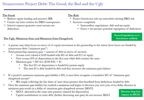Non Recourse Debt And Minimum Gain Edward Bodmer Project And Corporate Finance