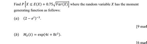 Solved Find P XE X Var X Where The Random Variable X Chegg Com