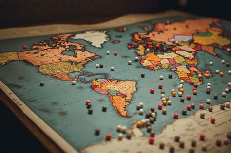 Premium Photo World Map With Pushpins Stylized