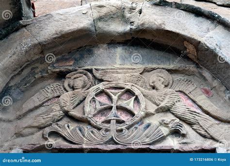 Ascension Of The Cross Bas Relief Above The Entrance Of The Jvari Monastery Mtskheta Georgia