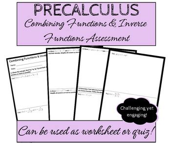 Combining Functions Inverse Functions Worksheet By MsVTeaching