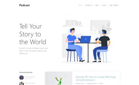 Podcast Free Bootstrap HTML Responsive Musical Website Template