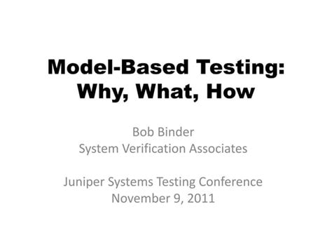 Model Based Testing Why What How Pdf