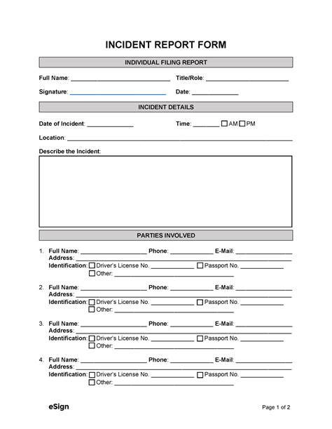 Free Incident Report Template Pdf Word
