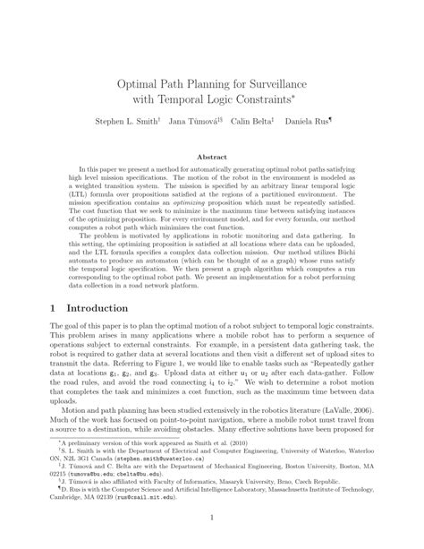Pdf Optimal Path Planning For Surveillance With Temporal Logic