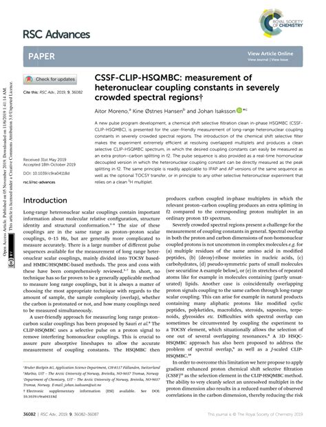 Pdf Cssf Clip Hsqmbc Measurement Of Heteronuclear Coupling Constants In Severely Crowded