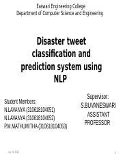 Disaster Tweet Classification And Prediction System Using NLP Course Hero