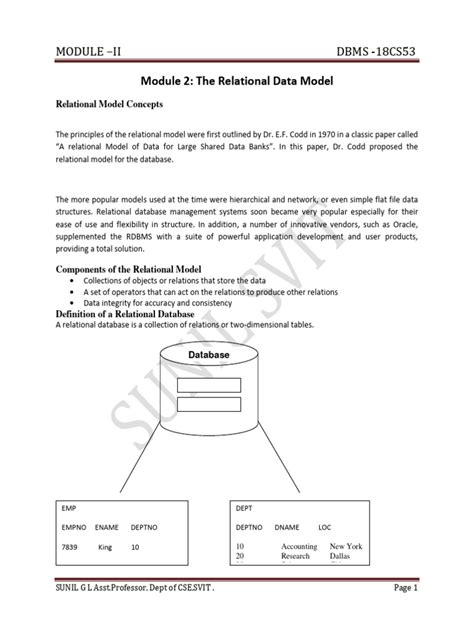 Dbms Module 2 P 2 Notes Pdf Relational Database Relational Model