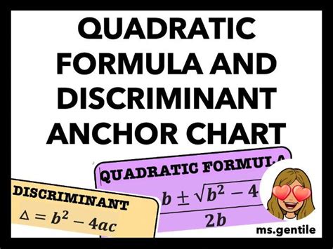 Quadratic Formula And Discriminant Anchor Chart Poster Teaching Resources