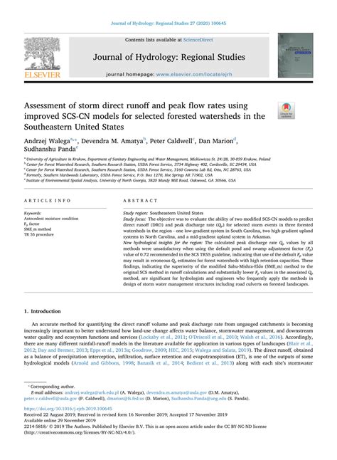 Pdf Assessment Of Storm Direct Runoff And Peak Flow Rates Using Improved Scs Cn Models For