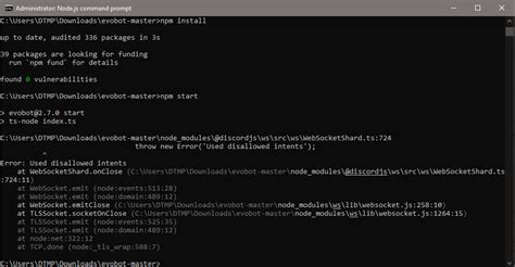 🐛 Error Used Disallowed Intents · Issue 1435 · Eritislamievobot · Github