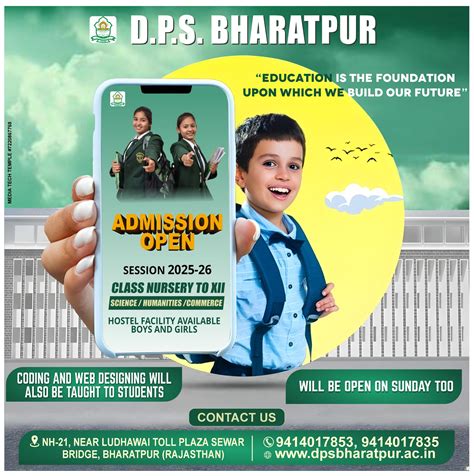 Dps Bharatpur 🌟 Dps Bharatpur Admissions Open For Session 2025 26 🌟 Education Is The