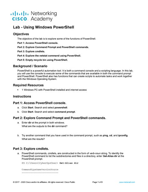 3 3 11 lab using windows power shell objectives the objective of