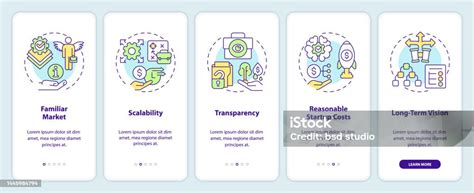 모바일 앱 화면 온보딩 투자자를 끌어들이는 특성 그래픽 사용자 인터페이스에 대한 스톡 벡터 아트 및 기타 이미지 그래픽