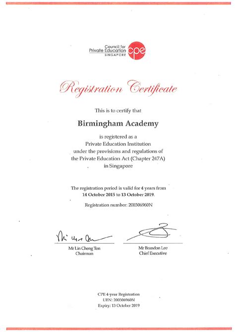 Cpe Certificate Birmingham Academy