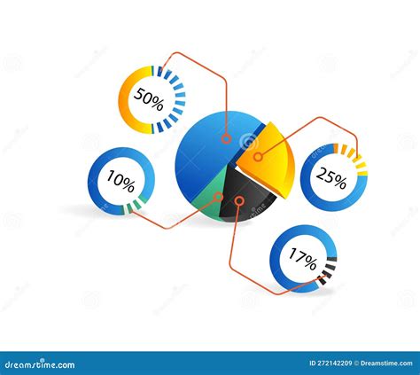 Isometric Flat 3d Illustration Concept Of Business Profit Sharing Pie Chart Stock Illustration