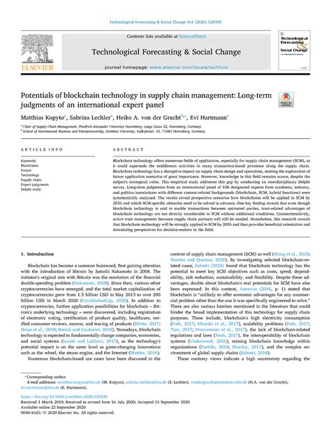 potentials of blockchain technology in scm contents lists available