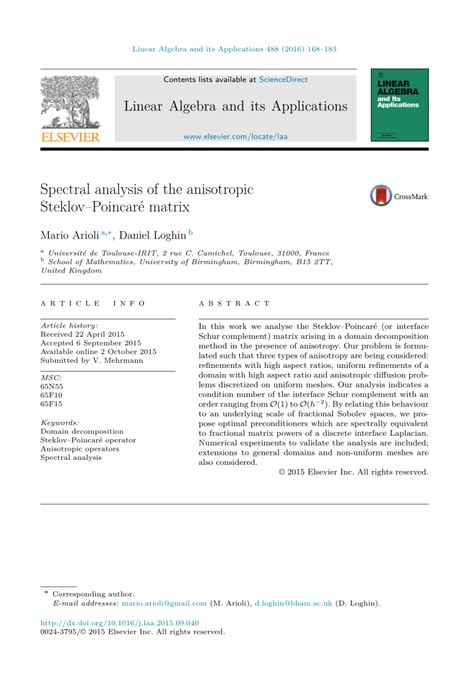 pdf spectral analysis of the anisotropic steklov poincaré matrix