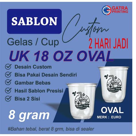 Jual Cup Oz Oval Merk Euro Sablon Custom Hari Jadi Gelas Cup Sablon Gelas Custom