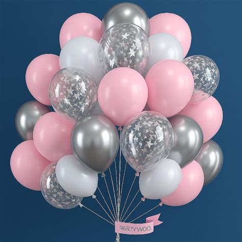 Pink Party Balloons Set 57pcs Confetti Metallic And Pastel Pink Balloons