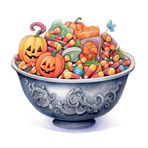 Premium Ai Image There Is A Bowl Of Candy With A Jack O Lantern On