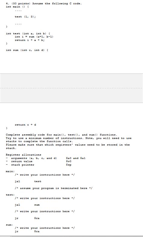 solved 4 30 points assume the following c code int