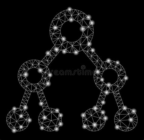glowing mesh 2d binary tree with flash spots stock vector