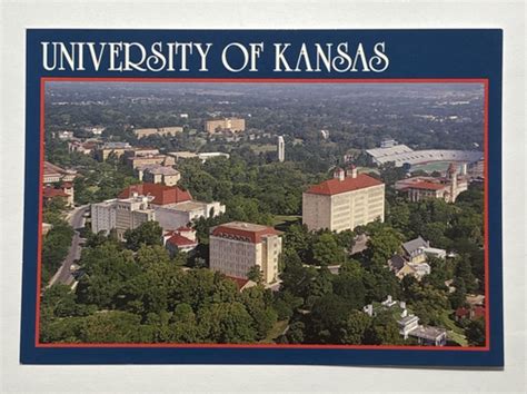 University Of Kansas Sitting Atop Mount Oread Kansas Postcard Aerial