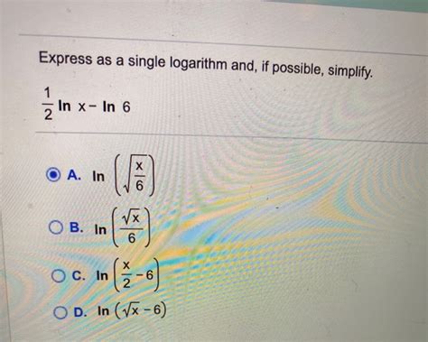 solved express as a single logarithm and if possible