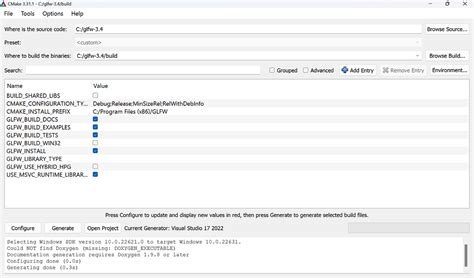 cannot open file glfw3 lib support glfw