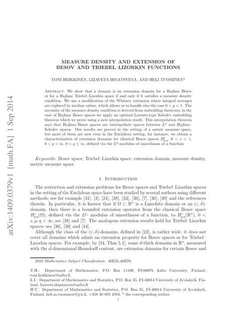 Pdf Measure Density And Extension Of Besov And Triebel Lizorkin Functions