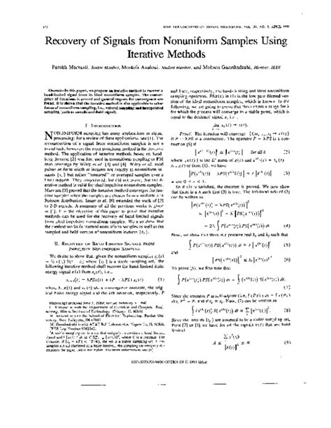 Pdf Recovery Of Signals From Nonuniform Samples Using Iterative