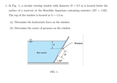 solved 1 in fig 1 a circular viewing window with diameter