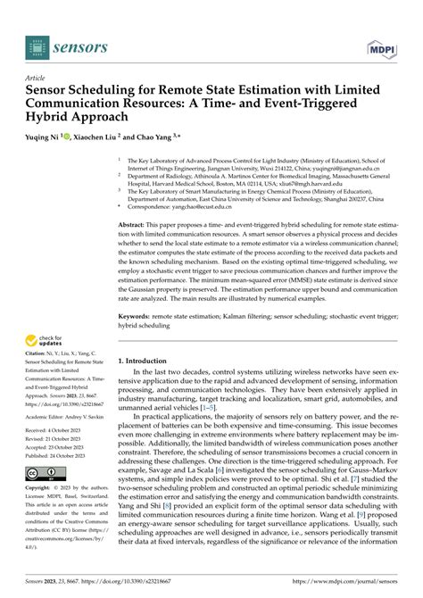 Pdf Sensor Scheduling For Remote State Estimation With Limited