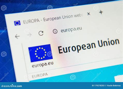Europa Eu Web Site Selective Focus Editorial Stock Photo Image Of Internet Selective 179278203