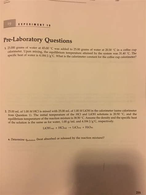 oneclass chemistry pre lab experiment 19 experiment 19 pre laboratory