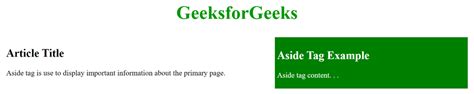 How To Create An Html Document Which Uses Aside Element Geeksforgeeks