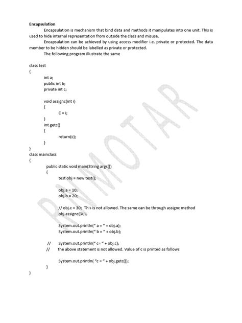 encapsulation pdf class computer programming java programming
