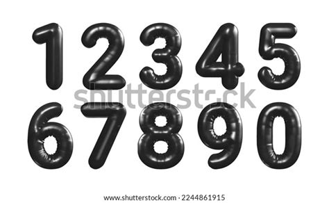 Black Numbers Inflated Balloon 3d Foil Stock Vector Royalty Free 2244861915 Shutterstock