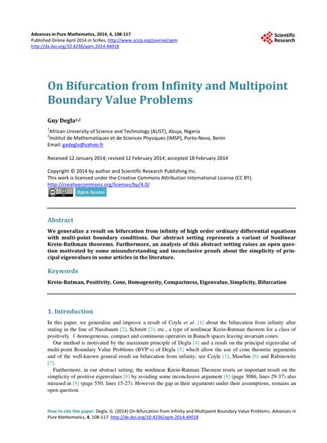 pdf on bifurcation from infinity and multipoint boundary value problems