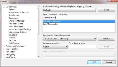 Keyboard Shortcuts What Happened To Edit MoveLineUp Down In Visual Studio Stack Overflow