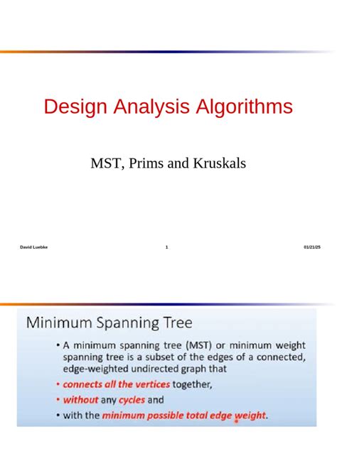 Lecture3 And 4 Mst Prims And Kruskal Pdf Computational Complexity