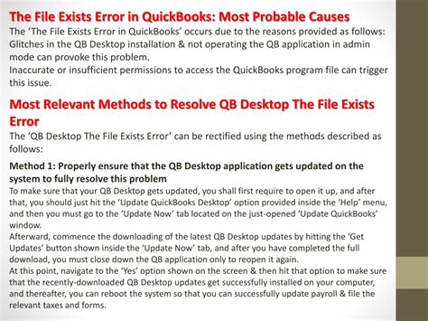 ppt quickbooks error the file exists simplest technical guide