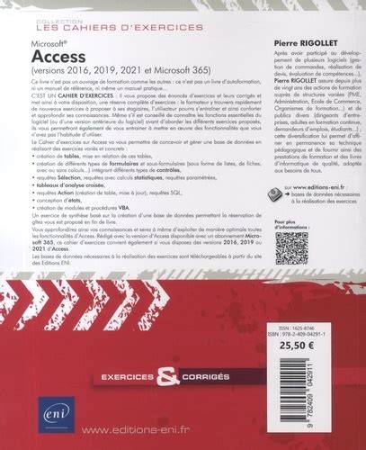 Microsoft Access Versions 2016 2019 2021 Et De Pierre Rigollet Grand Format Livre