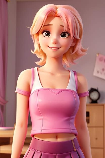 Premium Ai Image Cartoon 3d Girl