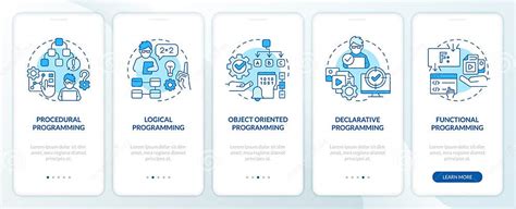 Types Of Programming Paradigms Blue Onboarding Mobile App Screen Stock