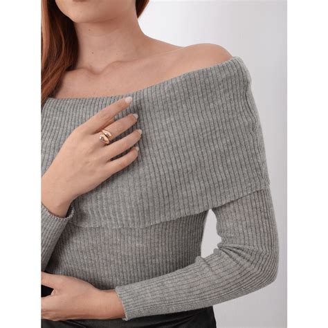 Blusa Ombro A Ombro Tomara Que Caia Feminino De Frio Tricot Canelada