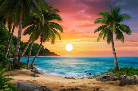Premium Photo Spectacular Sunset Or Sunrise Scene On Tropical Beach