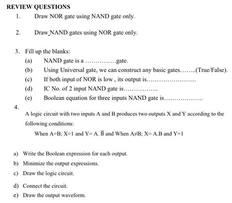 solved review questions 1 draw nor gate using nand gate